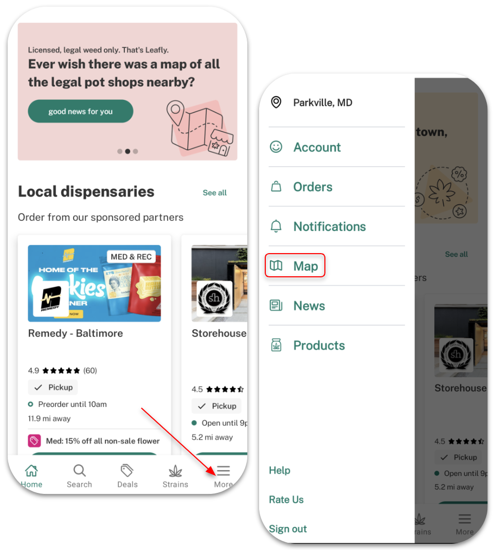 How to find a location that offers delivery – Leafly Help