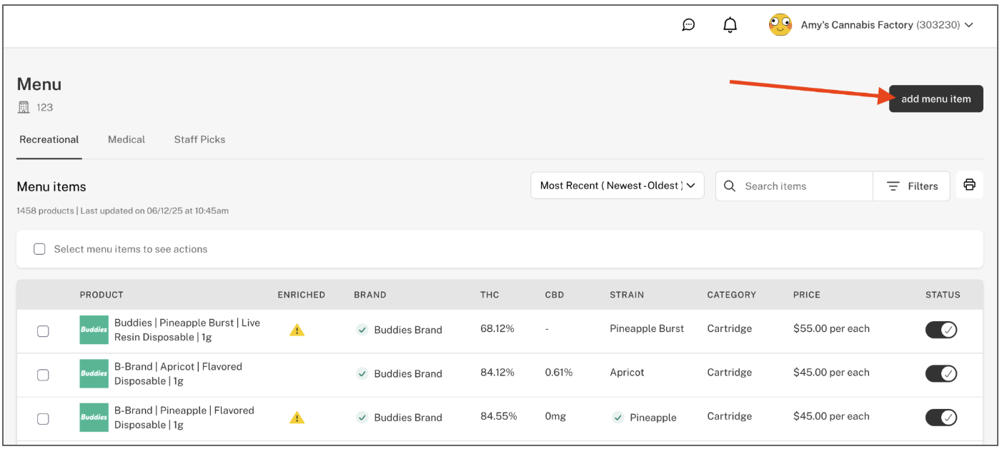 How to add new menu items to your Leafly menu – Leafly Help